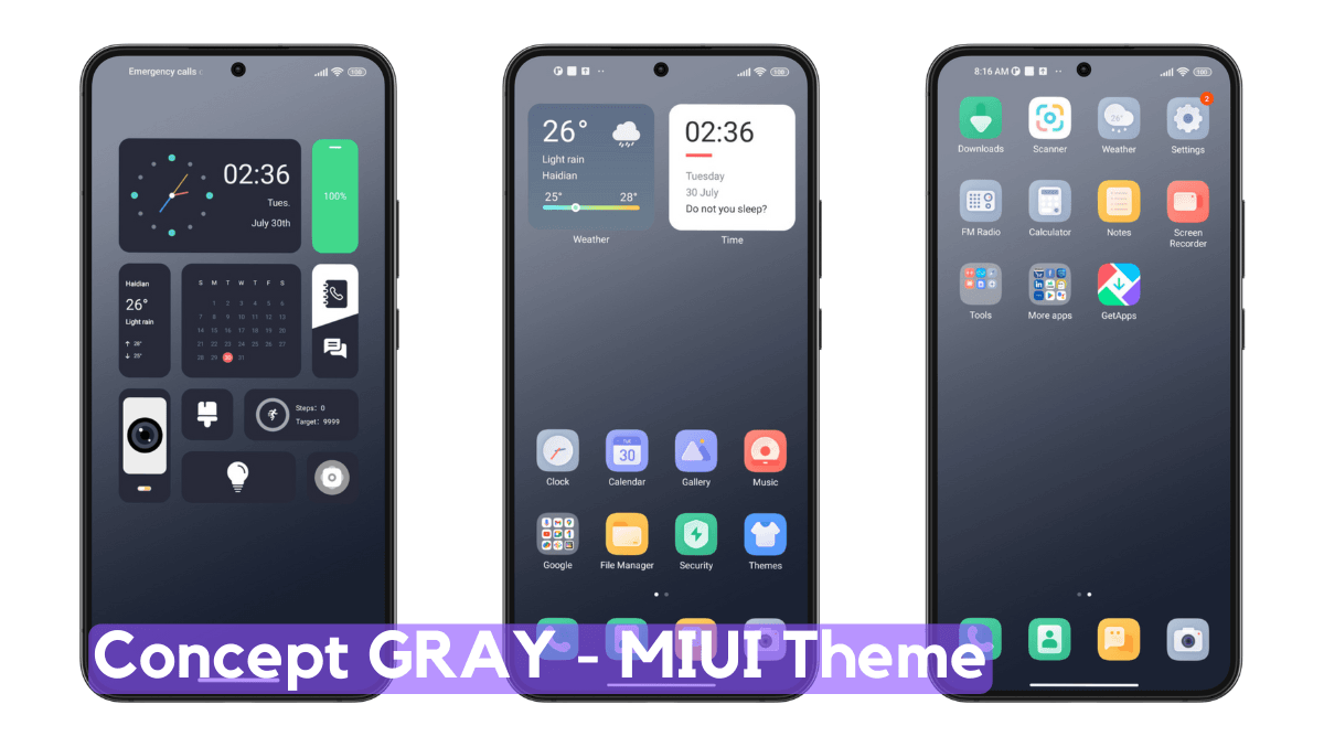 Concept Gray MIUI Theme with Dynamic UI - MIUI Theme